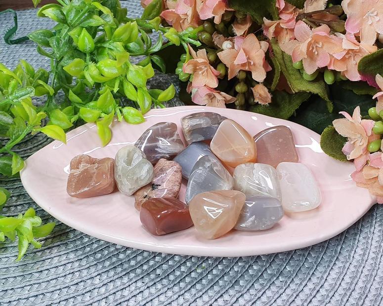 Pedra da Lua - Rolada e Polida - Pedra da Lua Rolada - Pacote 100g